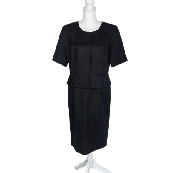 Pendleton | Dresses | Pendleton Wool Black Peplum Dress Short Sleeve ...